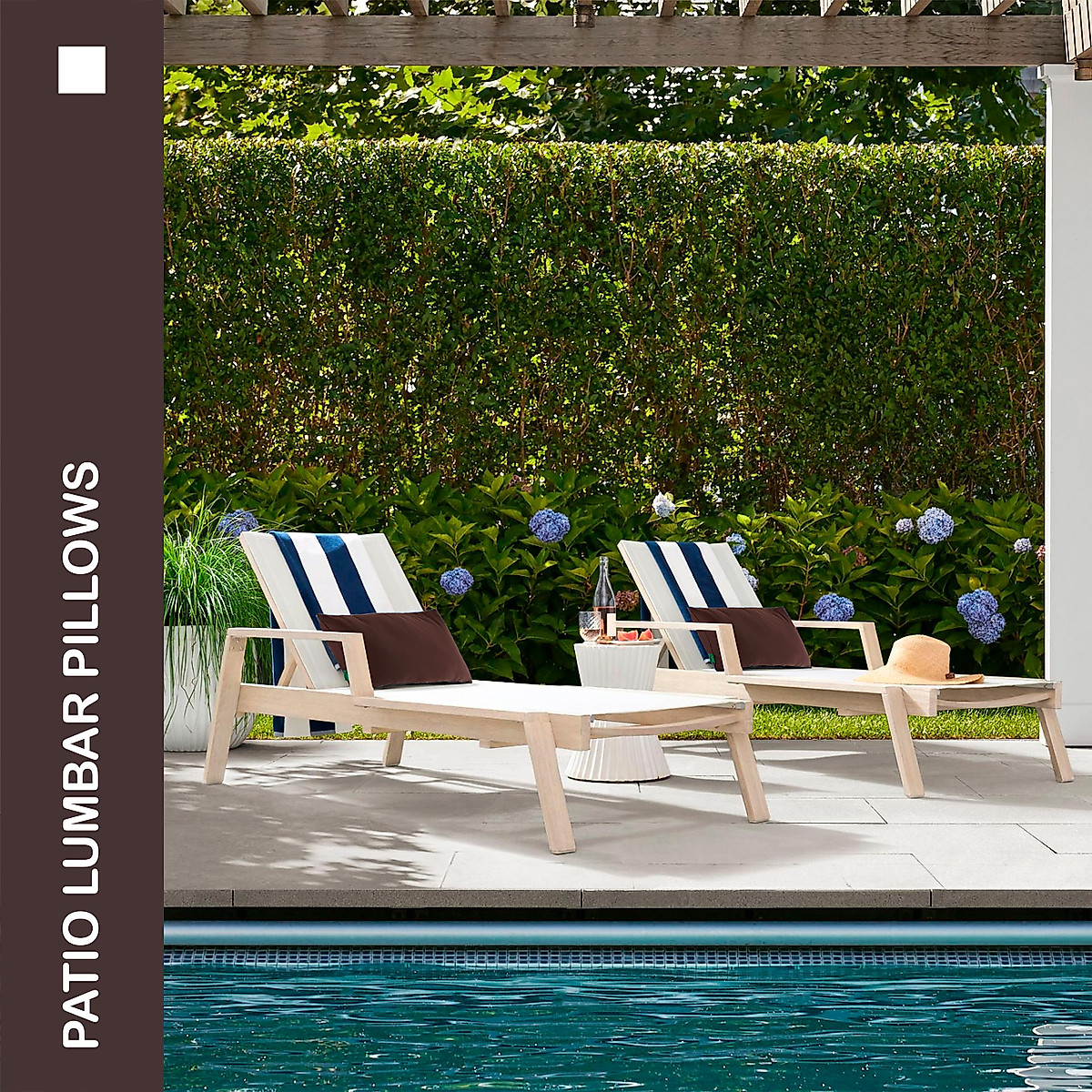 YOOZEKU Indoor Outdoor Lumbar Pillows,Waterproof Outdoor Pillows Set of 2 for Patio Furniture,12×20 Inch,Coffee