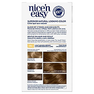 Clairol Nice'n Easy Permanent Hair Dye, 6G Light Golden Brown Hair Color, Pack of 1