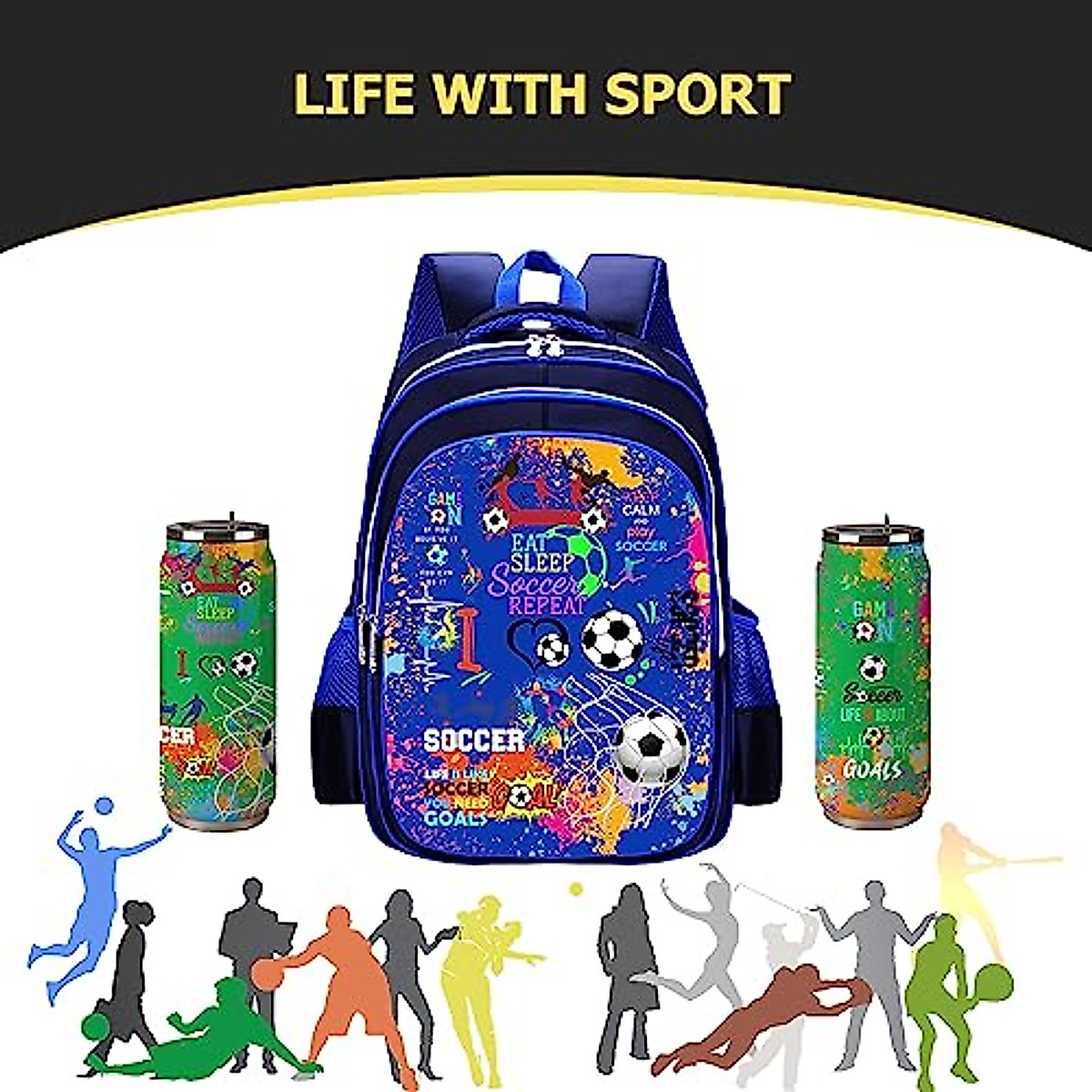 JDEIFKF Soccer Backpack Laptop Backpack For Men Women, Soccer Backpacks Shoulder Bag For Travel Hiking Camping Daypack