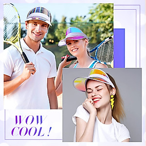 24 Pieces Sun Visor Hats Adjustable Beach Golf Cap Clear Visor Hats for Women Men UV Protection Translucent Hat for Sports Outdoor Activities (Silver, Purple, Blue)