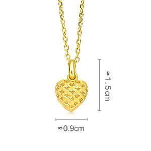 CHOW SANG SANG 999.9 24K Solid Gold Price-by-Weight 1.12g Gold Petite Heart Pendant for Women 14862P | [Not Include the Necklace]