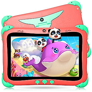 ATMPC Kids Tablet 8 inch, Android 11 Tablet for Kids, 32GB ROM 2GB RAM, WiFi, 4000 mAh, Google Services Tablet, Parental Control APP, Dual Camera, Toddler Tablet with Case, Kids Learning Tablet Pink
