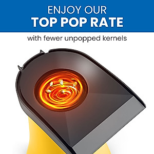 Elite Gourmet Fast Hot Air Popcorn Popper, 1300W Electric Popcorn Maker with Measuring Cup & Butter Melting Tray, Oil-Free, Great for Home Party Kids, Safety ETL Approved, 4-Quart, Yellow