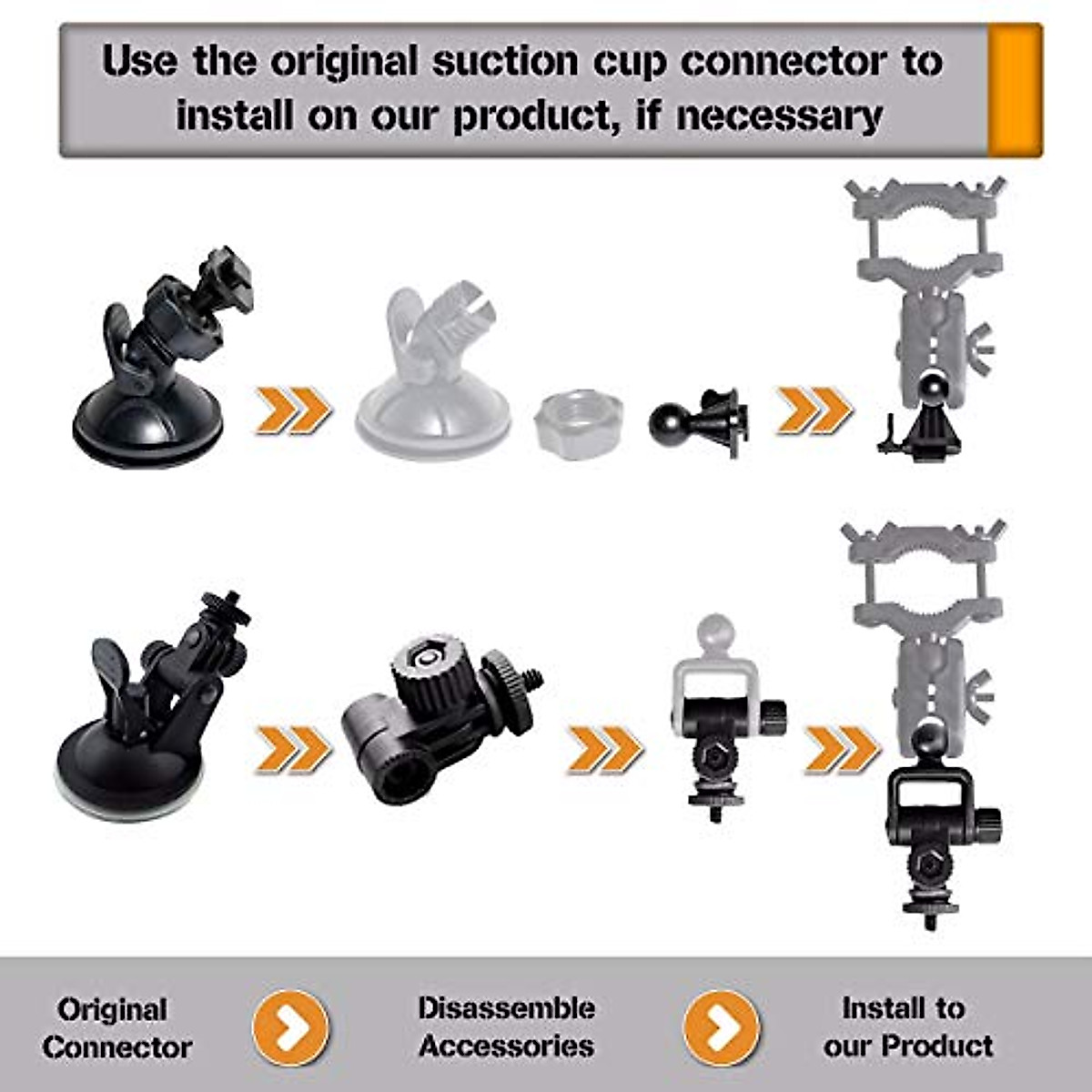 Universal Dash Cam Mount Rear View Mirror Holder with 16 Different Joints Compatible with APEMAN, Falcon F170, Old Shark, Peztio, Rexing V1P, Roav, UGSHDI, Z-Edge and Most Car Dash Camera