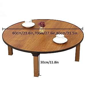 TALSAK Round Folding Tea Coffee Table, Japanese-Style Low Table, Dining Table, Study Table, Small Desk, for Tatami Sitting On The Floor Bedroom Bay Window Tea Room (Size : 60x30cm)