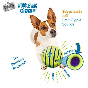 Wobble Wag Giggle Ball 2 Pack- Interactive Dog Toy, Fun Giggle Sounds When Rolled or Shaken, Pets Know Best, 1 Original & 1 Glow in The Dark Ball