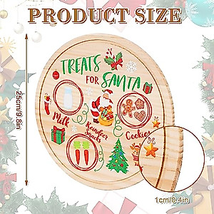 AnyDesign Santa Cookie Plate Round Christmas Wooden Santa Treat Plate Xmas Eve Santa Treat Board Cute Plate Platter Mat Wooden Tray Plate for Christmas Decoration Supplies