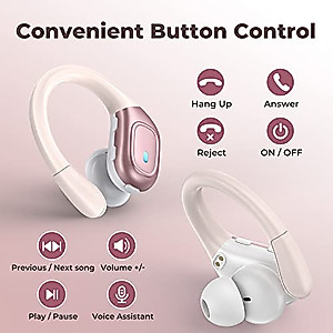 Wireless Earbuds,Ture Wireless Bluetooth 5.3 Earbuds,75H Playtime IPX7 Waterproof Headphones with LED Digital Display & CVC 8.0 Noise Cancelling Mic in-Ear Earphone for iPhone Android Rose Gold
