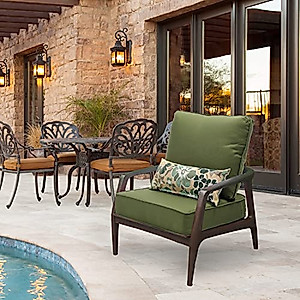 Aoodor 23” x 25.6” Patio Furniture Outdoor Deep Seat Single Chair Sofa Cushion Back Olefin Fabric Slipcover Sponge Foam - Green Color Set of 2 (2 Back 2 Seater 2 Pillow)