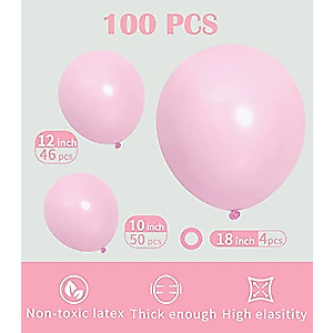 Styirl Pastel Pink Balloons Garland - 100 Pcs 5/10/12/18 Inch Pink Balloon arch Kit for Birthday Party/Easter Decorations/Mothers Day Decor/Baby Shower/Gender Reveal / 2022 Graduation
