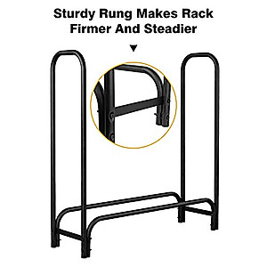 GASPRO 4FT Firewood Rack Outdoor with Cover, Includes Thickened & Widened Rungs, Heavy Duty Log Rack Wood Holder, Easy to Assemble