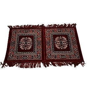 Kalagiri Maroon Pooja Aasan Velvet Mat Prayer Aasan Meditation Mat Multipurpose Rug Aasan for Navratri Diwali Mandir Pooja & Festive Occasions (Pack of 2)