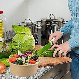 Huaiid Paper Bowl With Lids, 37 oz Kraft Paper Food Container, Paper Soup Bowls,Disposable Paper Salad Bowls For Chilled Pasta, Potato Salad, Fruit and More[1100 ML 50 Pack]