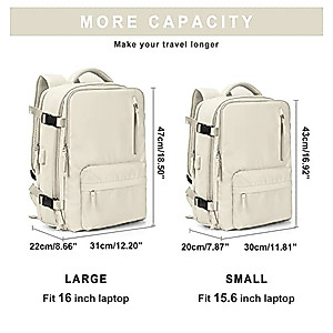 VECAVE Large Carry On Backpack for Women,Airline Approved Travel Backpack Flight Approved,Waterproof 15.6 Inch Laptop Backpack with Shoe Compartment Casual Daypack Backpacks Beige