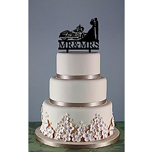 Yuezoloz Street Glide Motorcycle Wedding Cake Topper, Ride with Me Forever Cake Topper, Motorcycle Wedding Topper Couple on Harley Davidson for Wedding/Anniversary/Bridal Shower Party Decor