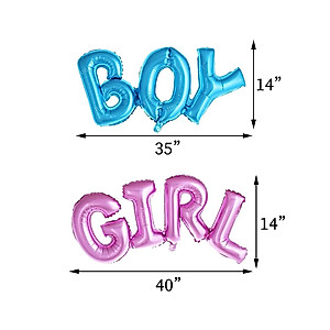 AnnoDeel 2 pcs BOY GIRL Letter Balloons, 40"*14"inch One-piece Alphabet Baby Foil Balloons for Baby Birthday Party Decorations