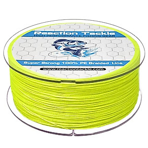Reaction Tackle Braided Fishing Line Hi Vis Yellow 10LB 150yd