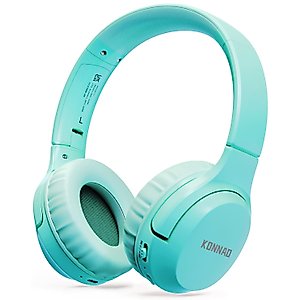 KONNAO Kids Headphones Wireless 60H, Foldable On Ear Headphone with MIC, Volume Limiter 85dB/94dB Wireless & Wired Headphones, Over-Ear Headphone for Kid Adult School Online Class Travel, Green