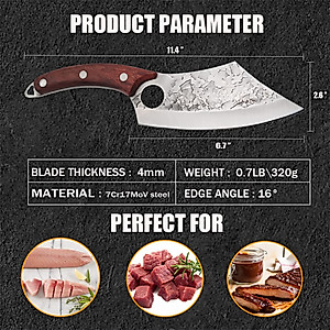 Kitory Boning Meat Cleaver 7", Japan Kitchen Chef Butcher Knife, Hand Forged High Carbon Steel Blade, Full Tang, Pearwood Handle, 2024 Gifts For Women and Men