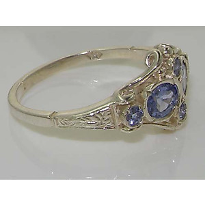 LetsBuyGold 925 Sterling Silver Real Genuine Tanzanite Womens Promise Ring - Size 9