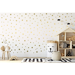 Gold Stars Wall Decal Stickers Removable Home Decoration Easy to Peel Stick Painted Walls Metallic Vinyl Polka Decor Sticker for Baby Kids Nursery Bedroom (Pack of 166)