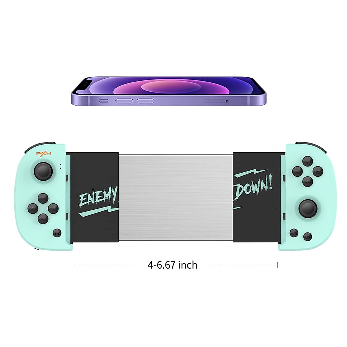 Mobile Game Controller, PXN P30PRO Retractable Low Latency FPS Game Gamepad, Micro USB Plug and Play E-Sports Gamepad for 4-6.67inch (Stretch: 6.5) Android/Apple/Samsung Smartphones - Cyan