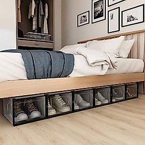 East Loft 6 Pack Extra Large Clear Plastic Shoe Box Storage Organizer - Stackable, Breathable, Front Opening door, Multiple Configurations, Holds up to Size 13 Men/Women Shoes