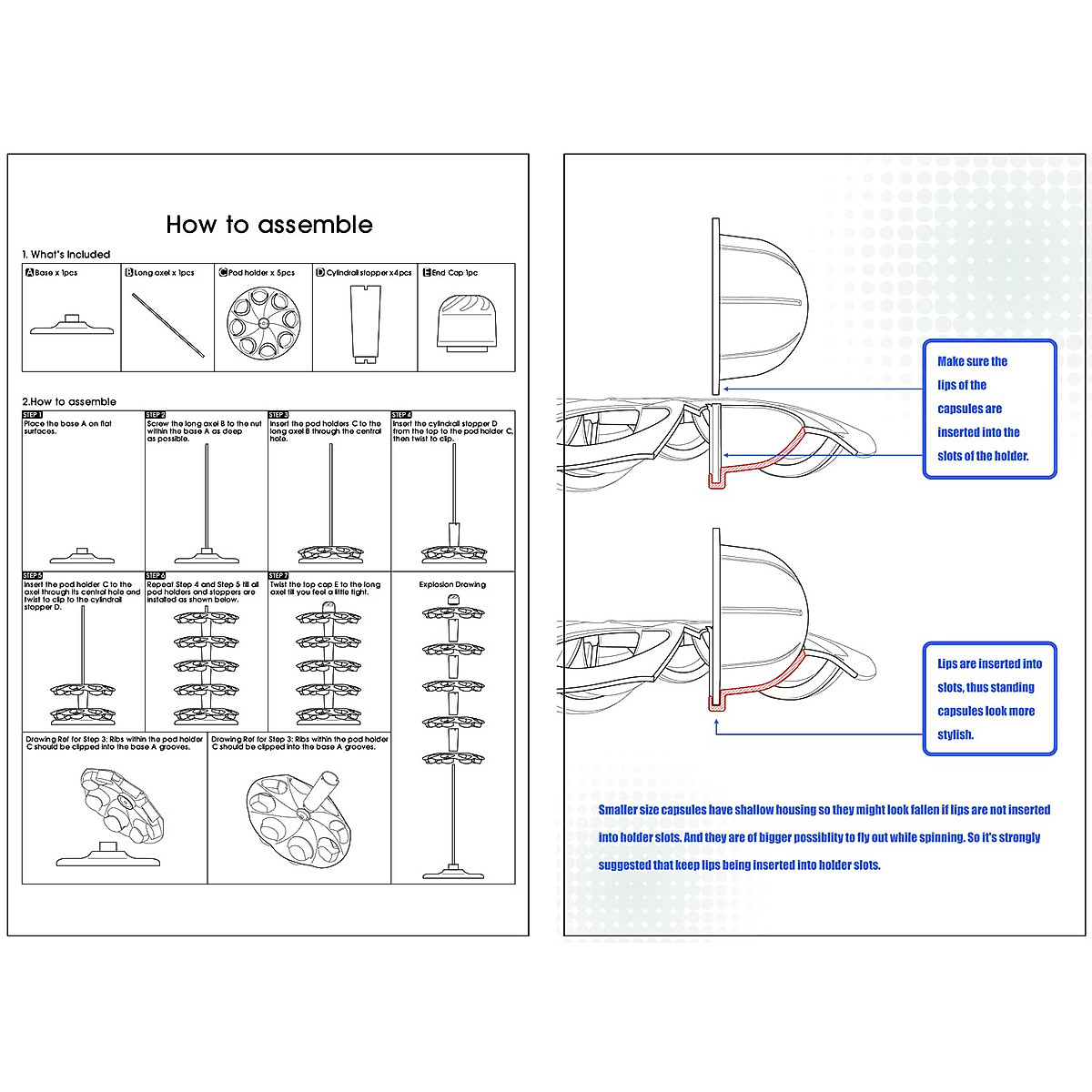 EVERIE Rotary Coffee Pod Capsules Carousel Holder Organizer Compatible with 40 Nespresso Vertuoline Capsules (Black)
