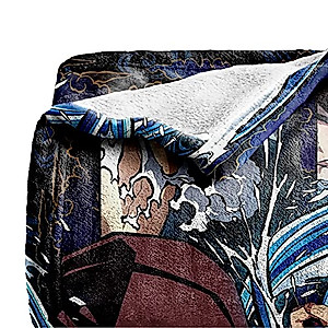 Japanese Anime Flannel Blanket 2set, Soft Lightweight Fleece Throw Blanket with Pillowcase Warm Durable Sofa Couch Decor Beding