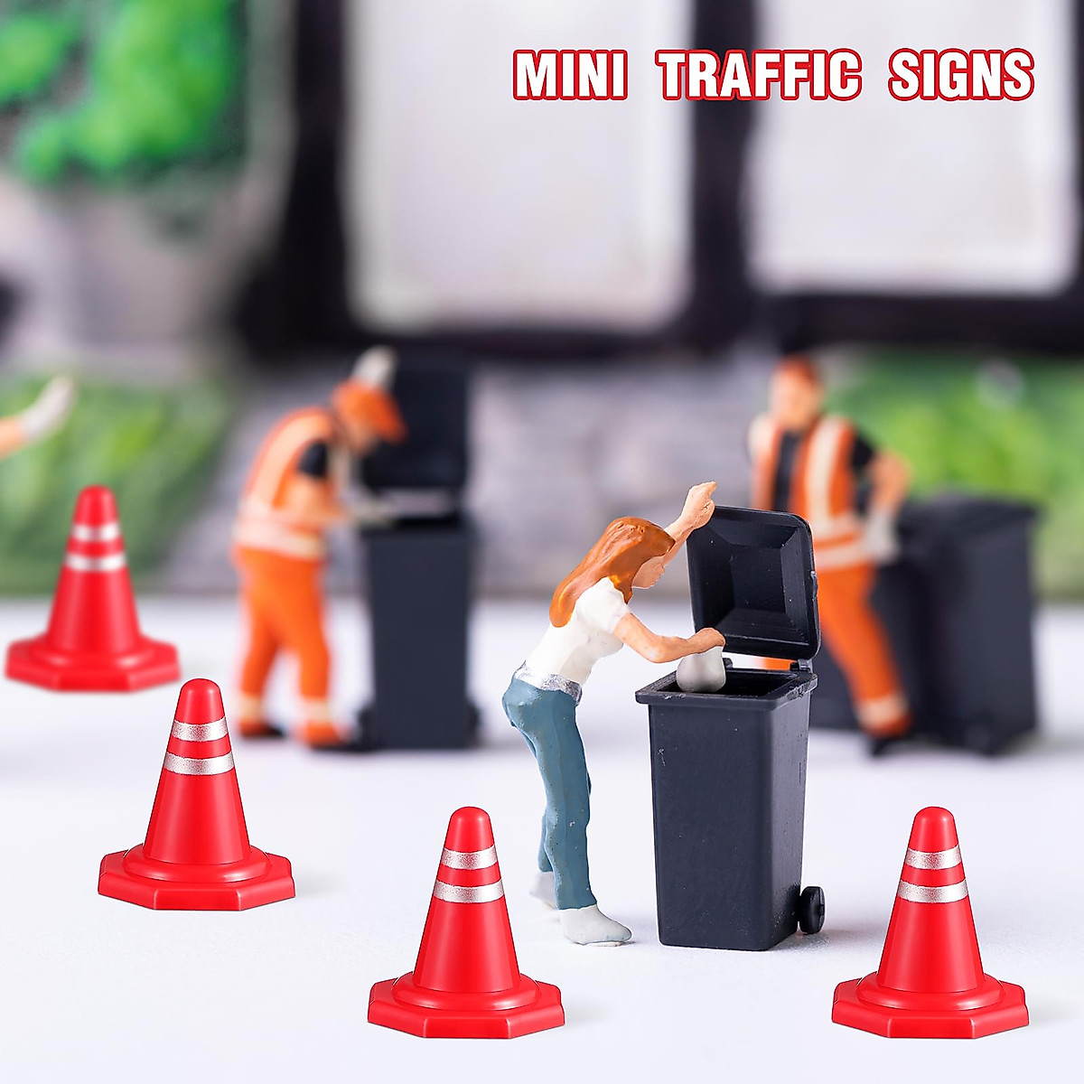 Toddmomy 50pcs Miniature Traffic Safety Cones with Reflective Collars Unbreakable PVC Orange Construction Cones for Micro Landscape Sand Table Toy