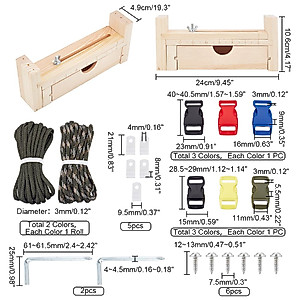 PH PandaHall Jig Bracelet Kit, Adjustable Length Bracelet Maker Kit for Weaving DIY Craft Tools, Including 2 Parachute Cords and 6 Quick Release Buckles
