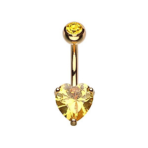 Colorline Heart Prong Sparkle WildKlass Belly Button Ring