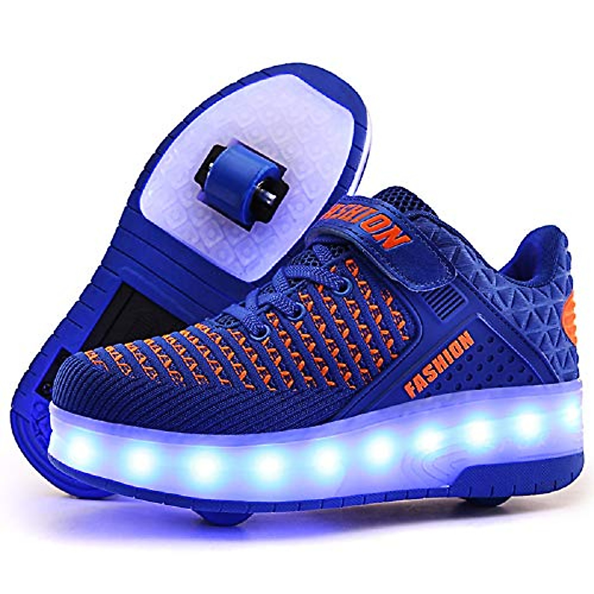 Nsasy Kids Roller Shoes Boy Girl Sneakers with Wheels Become Sport Sneaker with Led for Christmas Birthday Children Gift