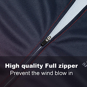 Road Bike Jersey Mens Long Sleeve Reflective Cycling Shirts Full Zipper Bicycle Clothes Tops Blue Red X-Large