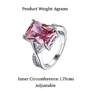 Yellow Chimes Women's Rings, Crystals From Swarovski Pink And White Stone Cocktail Designed Ring, Silver Tone Ring, Finger Ring, Accessories Jewellery, Birthday Gift Anniversary Gift For Wife,Pink