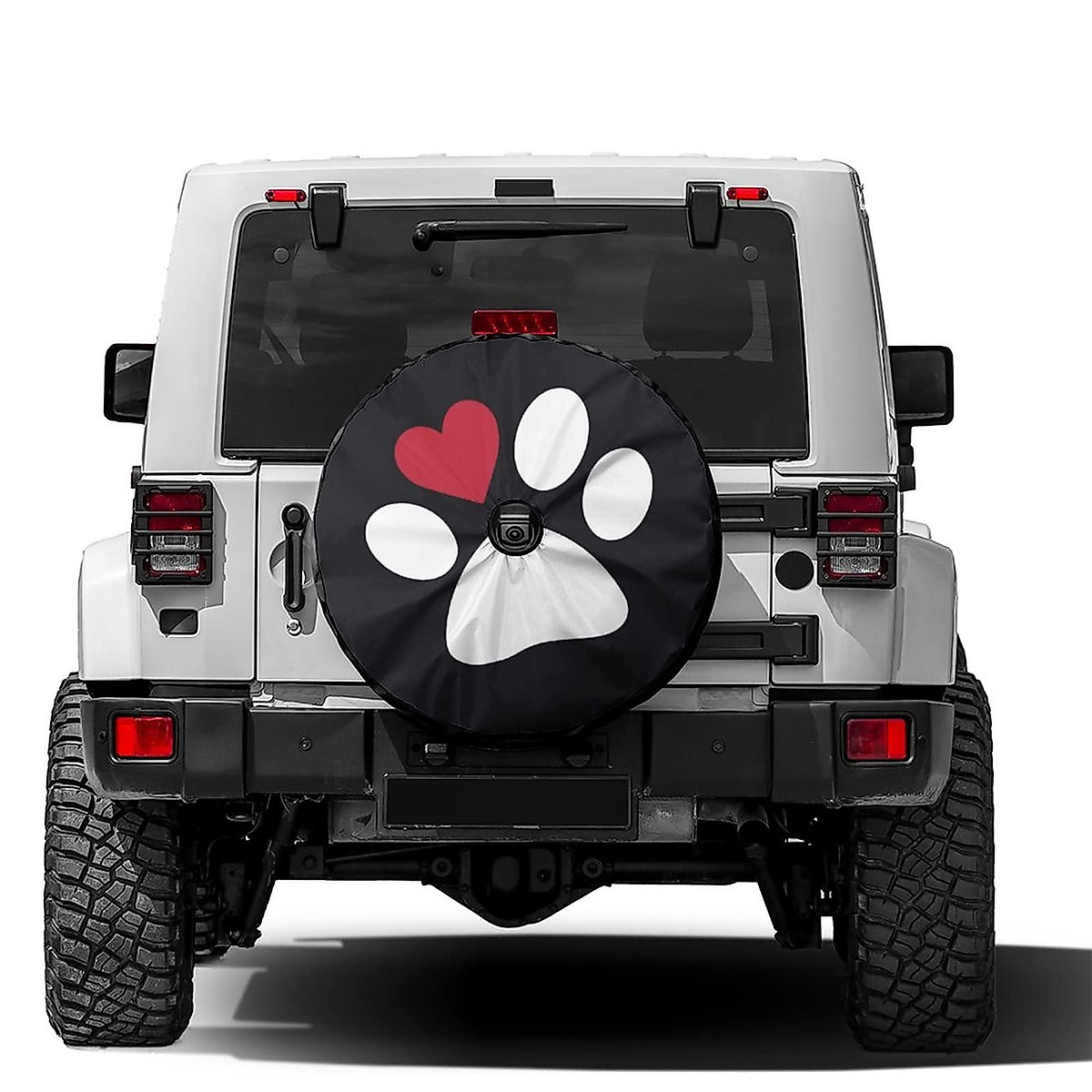 Delerain Spare Tire Cover with Backup Camera Hole Dog Paw Print Wheel Covers Waterproof Dust-Proof UV Sun Universal Fit for RV Trailer RV SUV Truck and Many Vehicle (17 Inch for Diameter 31"-33")