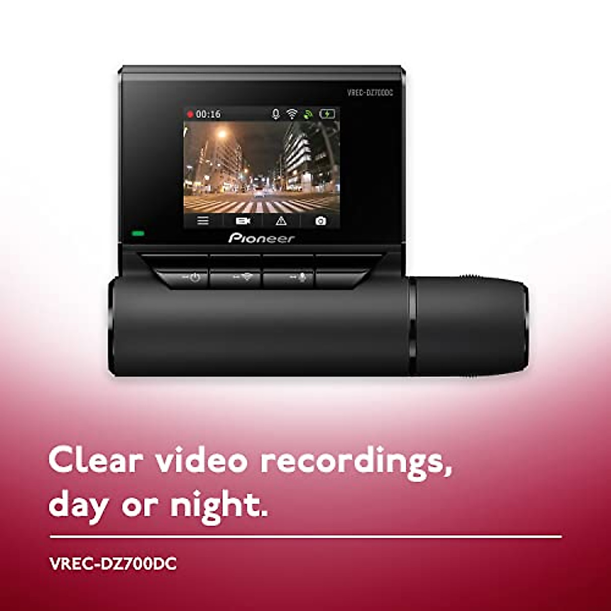 Pioneer VREC-DZ700DC 2-Channel Dual Recording 1080p HD Dash Camera System with WiFi and 2" LCD Screen
