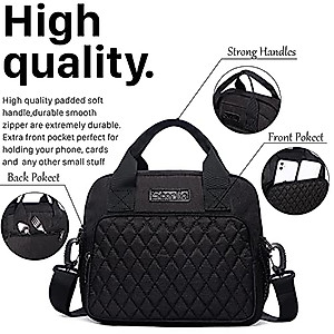 Scorlia Insulated Lunch Bag for Women/Men, Reusable Lunch Cooler Box Lunch Tote, Thermal Meal Prep Lunch Organizer with Adjustable Shoulder Strap and Side Pockets for Adults, Work, Black