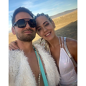 MUDIWRLO Polarized Round Steampunk Sunglasses with Leather Side Double Bridge Shield Retro Eyewear for Men Women(Black)