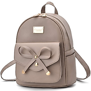 I IHAYNER Girls Bowknot Cute Leather Backpack Mini Backpack Purse for Women Dark Apricot