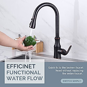 Pull Down Faucet Spray Head, Angle Simple Kitchen Sink Faucet Sprayer Nozzle Head Pull Out Hose Sprayer Replacement Part Faucet Head Kitchen Tap Sprayer Spout, Oil Rubbed Bronze