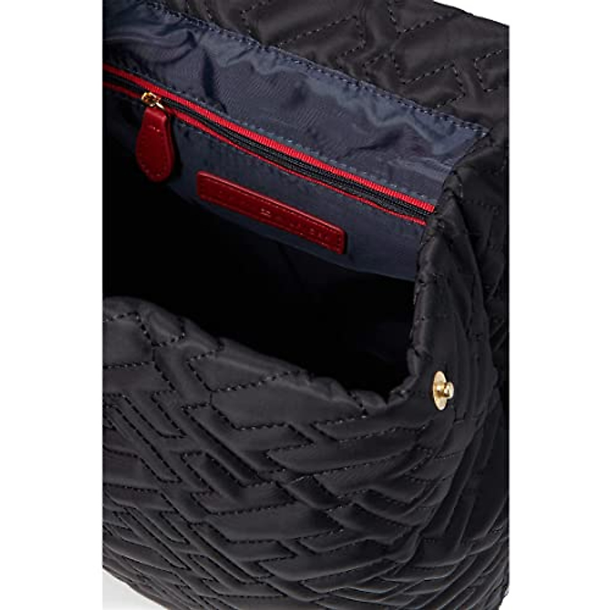 Tommy Hilfiger Nina II Flap Backpack Bias Quilted Smooth Nylon Black One Size