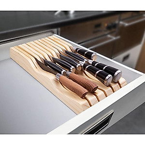RedCall Kitchen Knife Holder for Drawer Solid Wood Universal Knife Block Without Knives,Bamboo home & chef Knife in-Drawer Organizer Insert,Premium Under Cabinet Knife Storage (11 knife holder)