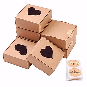Airssory 90pcs 3x3 Inch(7.5x7.5cm) Paper Candy Boxes with Heart Window Bakery Box Gift Box Square for Singlepack Dessert Small Giftbox Packing