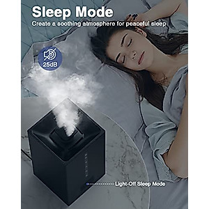 6L Humidifier, Cool Mist Humidifiers with Essential Oils Diffuser for Room, Home, Office, Baby Nursery, Plants, 360° Adjustable Mist Nozzle, Quiet, Auto Shut-off, Sleep Mode, Easy to Clean(Black)