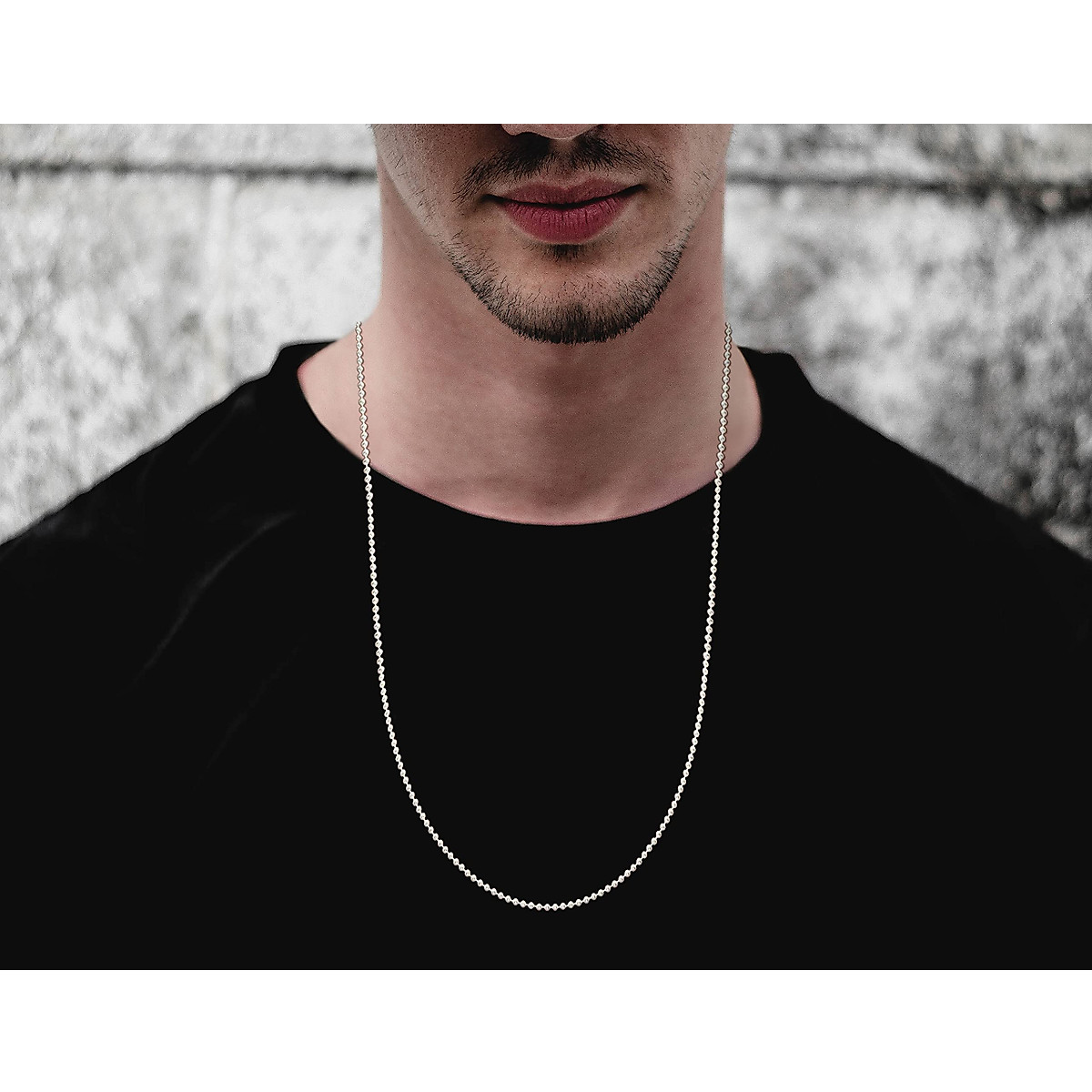 Savlano 925 Sterling Silver Italian Solid Bead Ball Dog Tag Chain Necklace Comes With Gift Box for Women & Men - Made in Italy (22, 2.0mm)