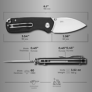 Firebird GANZO FH925-BK Small Pocket Folding Knife Button Lock D2 Steel Blade G10 Anti-Slip Handle with Clip Camping Outdoor EDC Utility Knife Best Gift for Men Women (Black)