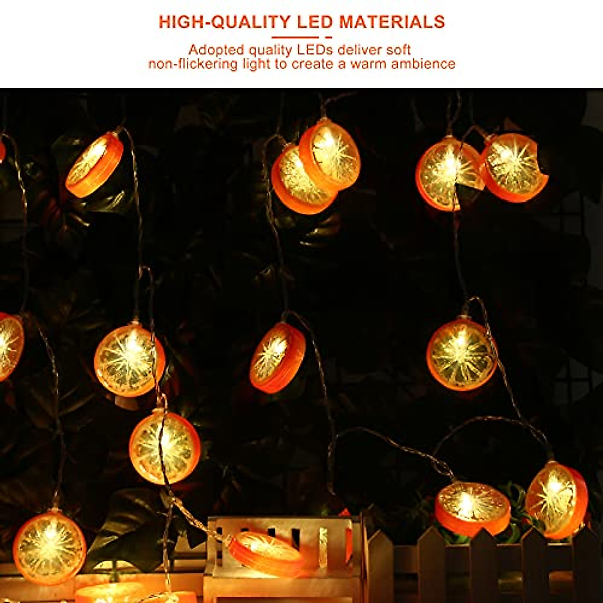 HelloCreate Fruit String Light Orange Lemon Slices Outdoor String Light Battery Operated Fruit Twinkle LED String Lights for Wedding Festival Party Garden Decor (Orange, 6m 40LEDs)