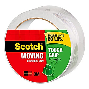 Scotch Tough Grip Moving Packaging Tape, 1 Roll, 1.88" x 54.6 Yards (3500)