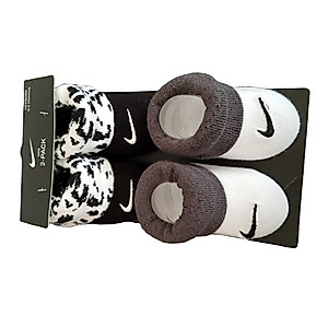 Nike Baby 2-Pack Bootie Socks (Black/White/Gray)